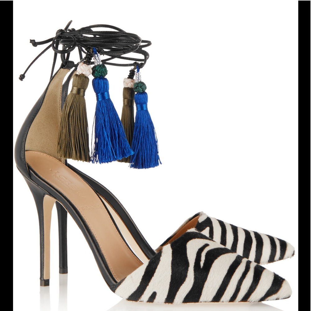 J.Crew Zebra-Print Calf Hair And Leather Pumps - Gem